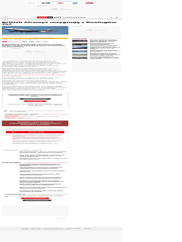 British Airways Rezygnują Z Boeingów 747 | PDF