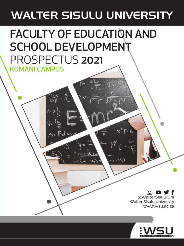 Wsu Komani Faculty of Education and School Development Prospectus 2021 ...