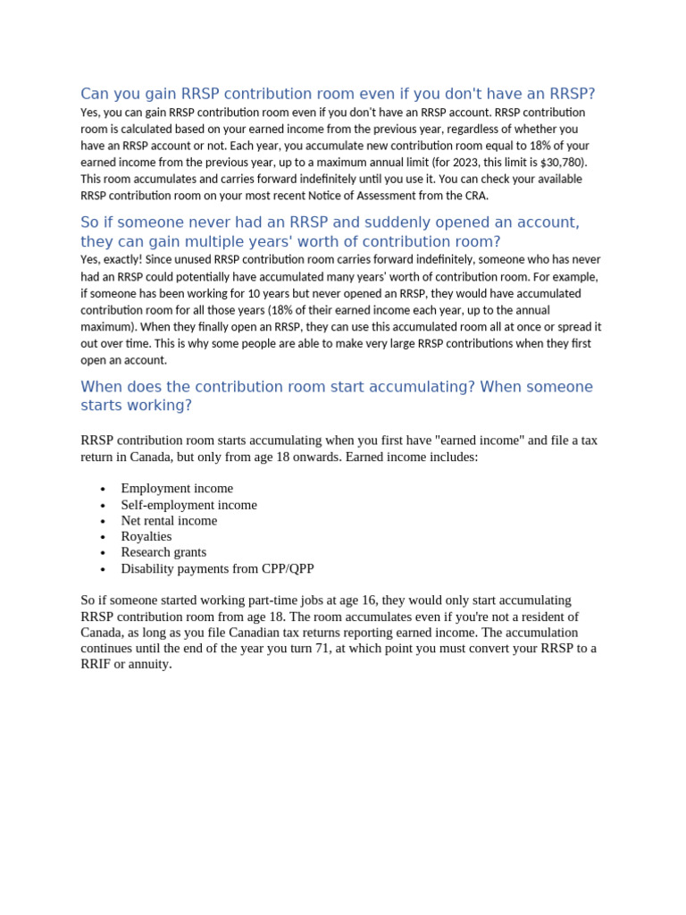 RRSP Contribution Room | PDF