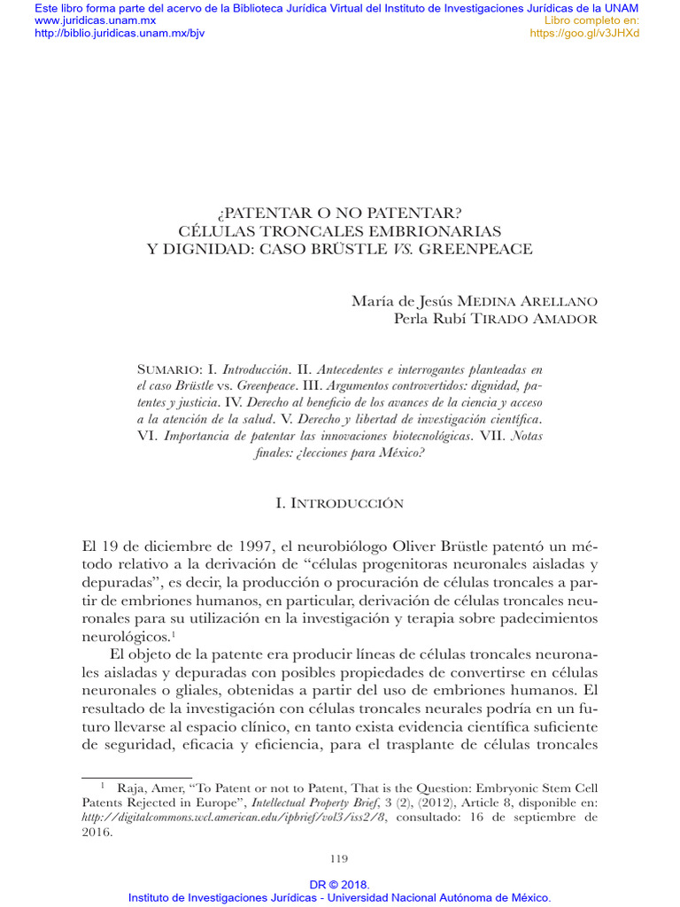 Patentar o No Patentarij Celulas Troncales Embrionarias y Dignidad Caso ...