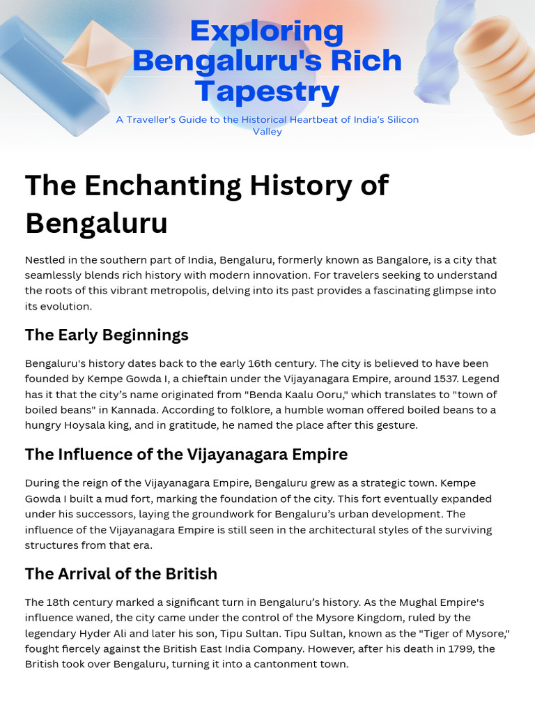 The Enchanting History of Bengaluru | PDF | Bangalore