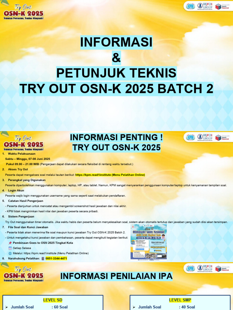 Informasi Dan Juknis to OSN-K 2025 Batch 2 | PDF