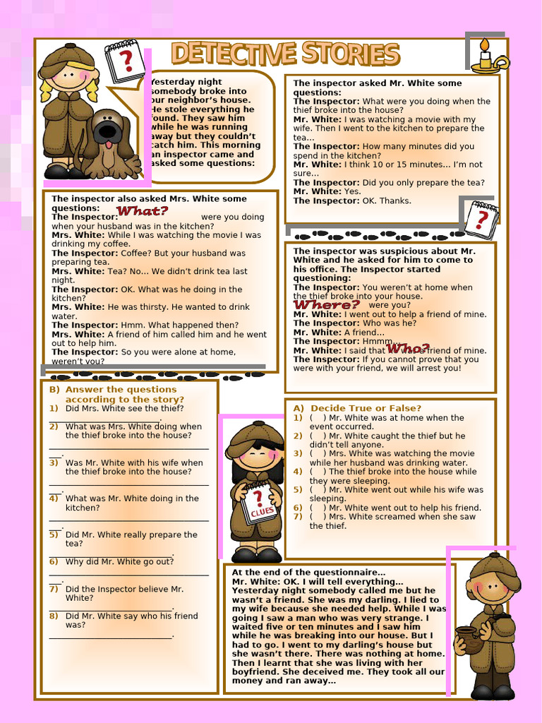 Detective Stories Reading Comprehension Exercises 22921 | PDF