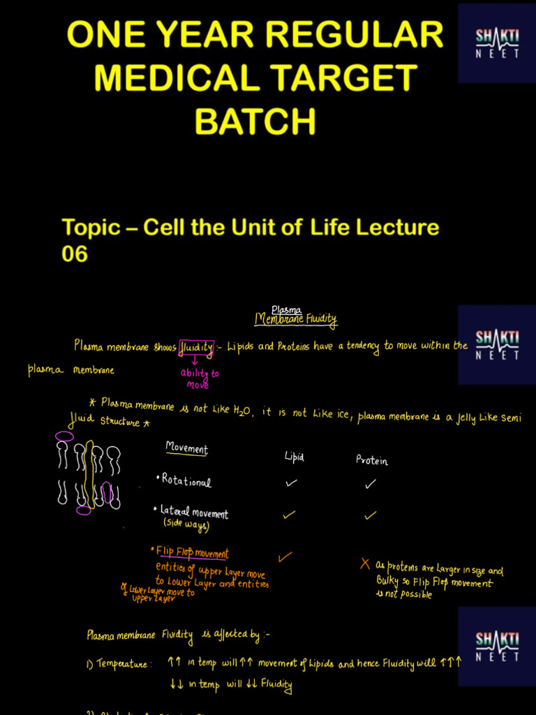 Cell The Unit of Life Lecture 6 Notes | PDF