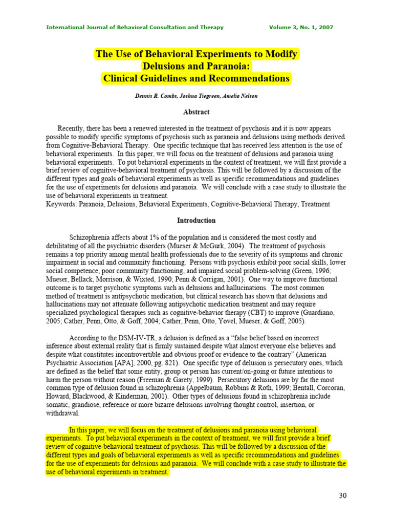 Combs 2007 | PDF | Delusion | Paranoia