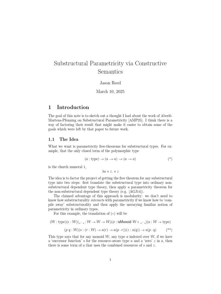 Substructural Parametricity | PDF | Theorem | Mathematical Logic