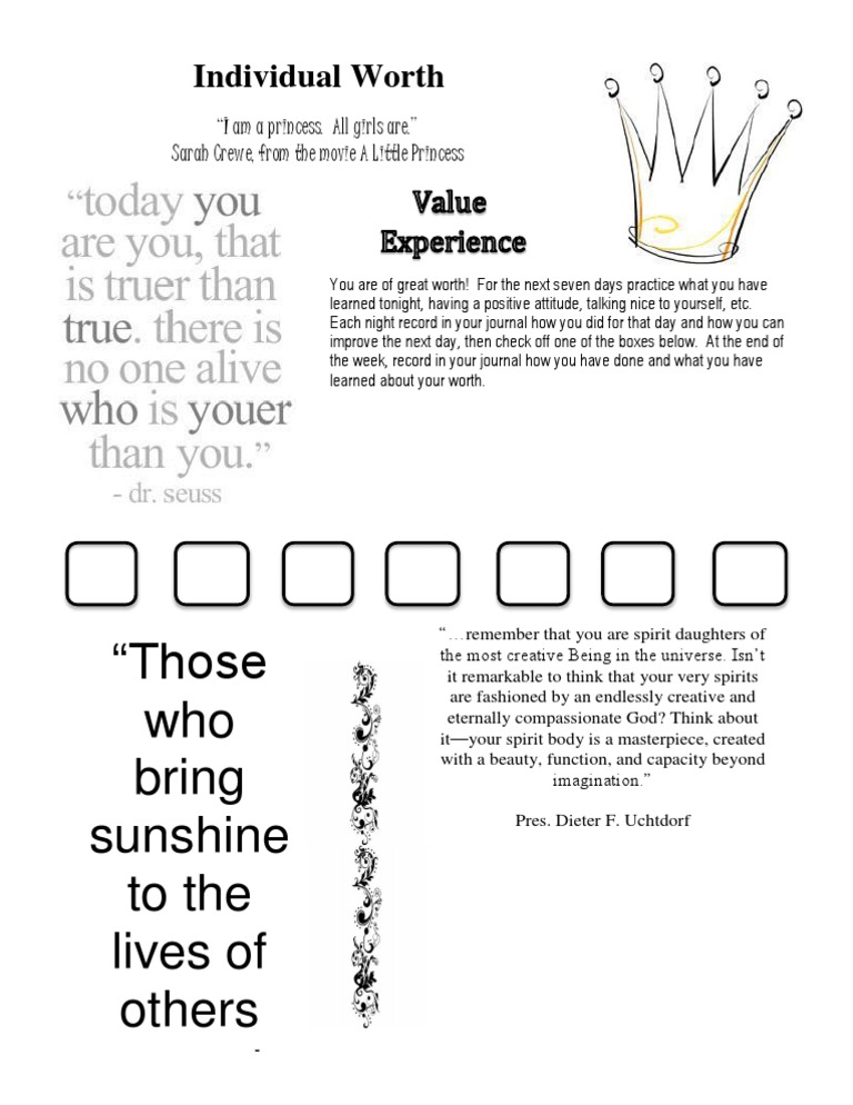 Individual Worth Handout | PDF
