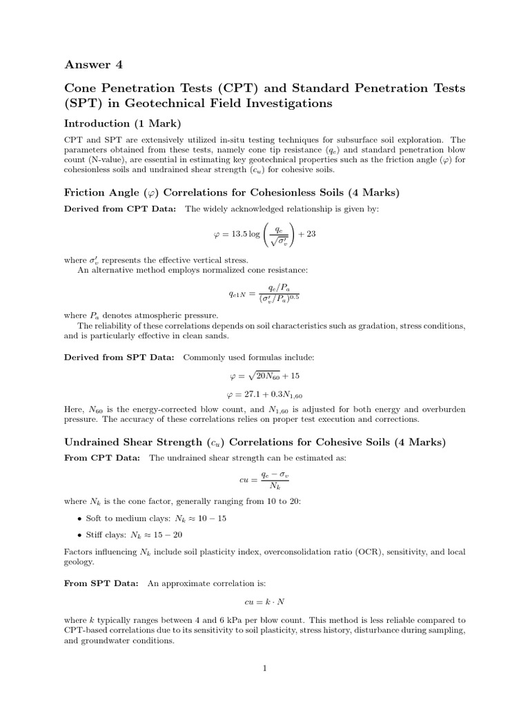 CPT and SPT in Geotechnical Testing | PDF | Soil Mechanics ...