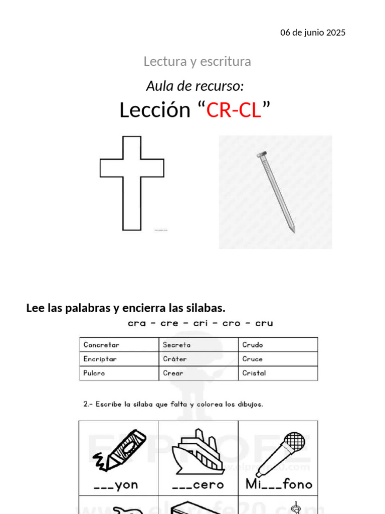 Actividades de Lectura y Escritura CR-CL | PDF