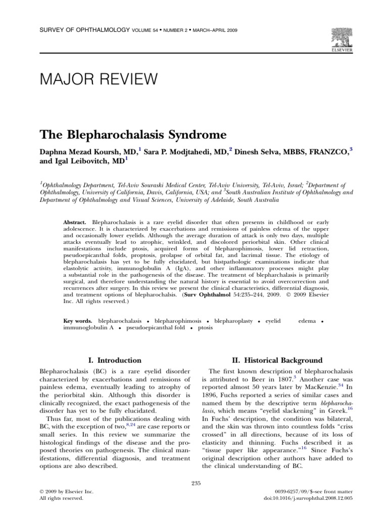 The Blepharochalasis Syndrome | PDF | Clinical Medicine | Diseases And ...