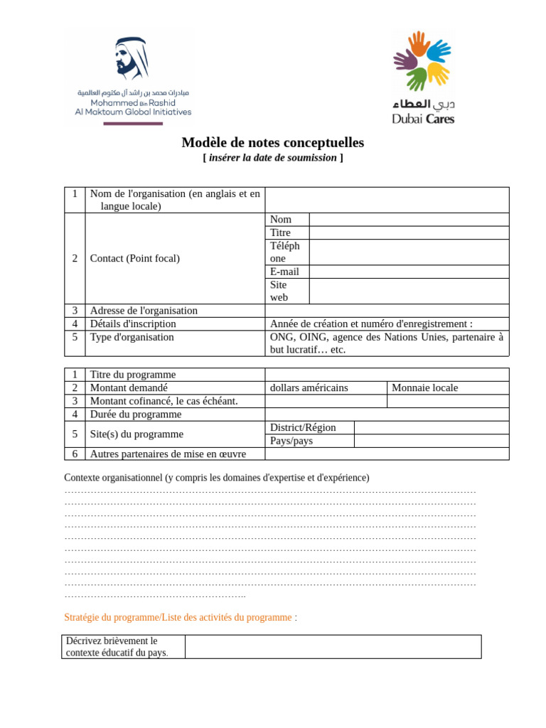 Concept Note Template | PDF | Organisation non gouvernementale