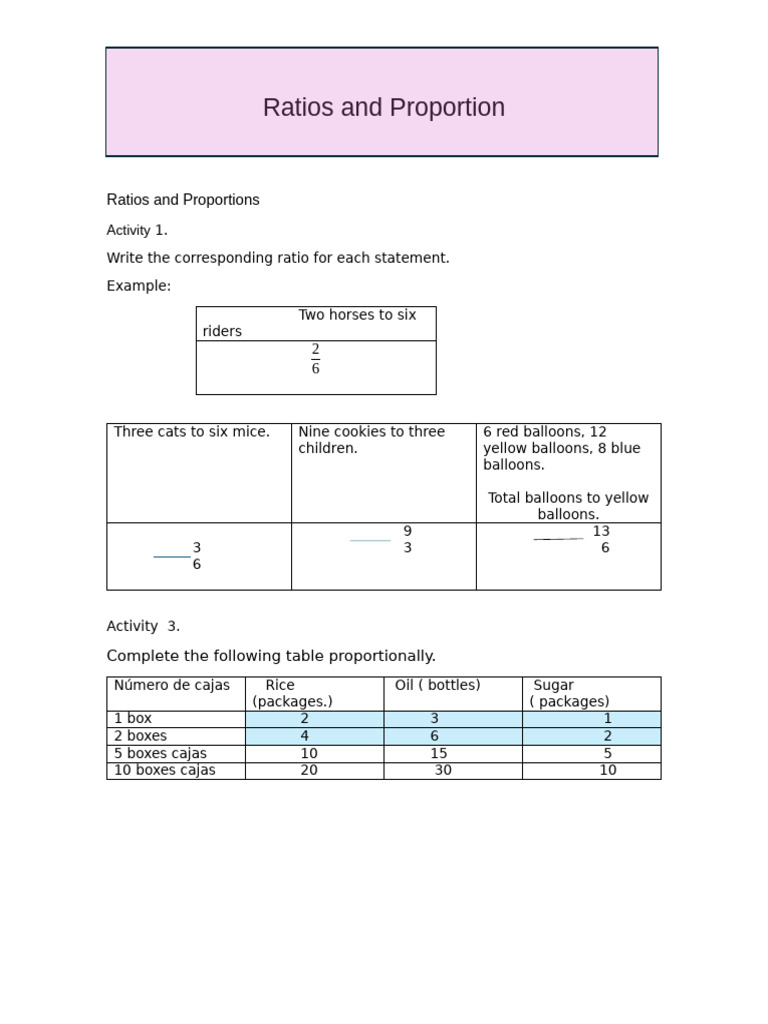 5-Ratios and Proportions | PDF