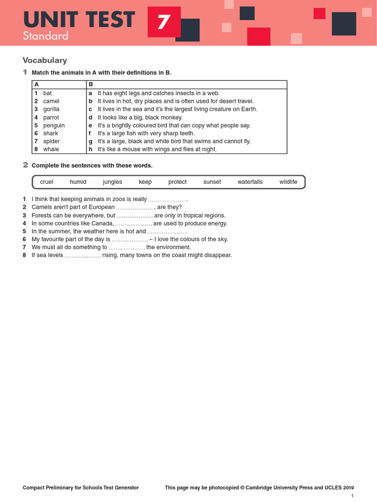 Compact Pfs TG Unit Test 07 Standard | PDF | Zoology