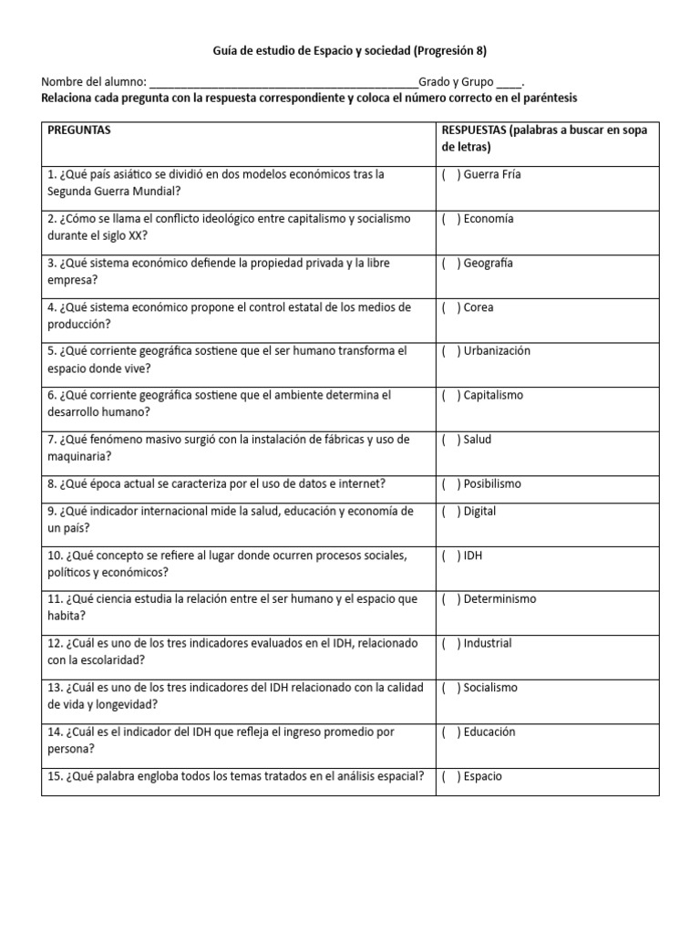 Guía de Estudio (PROGRESIÓN 8) | PDF