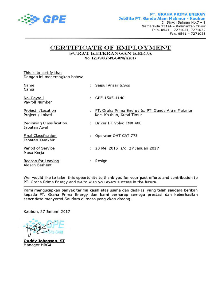 Pt. Graha Prima Energy | PDF