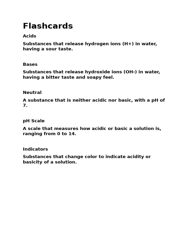 Acid Base Flashcards Notes | PDF