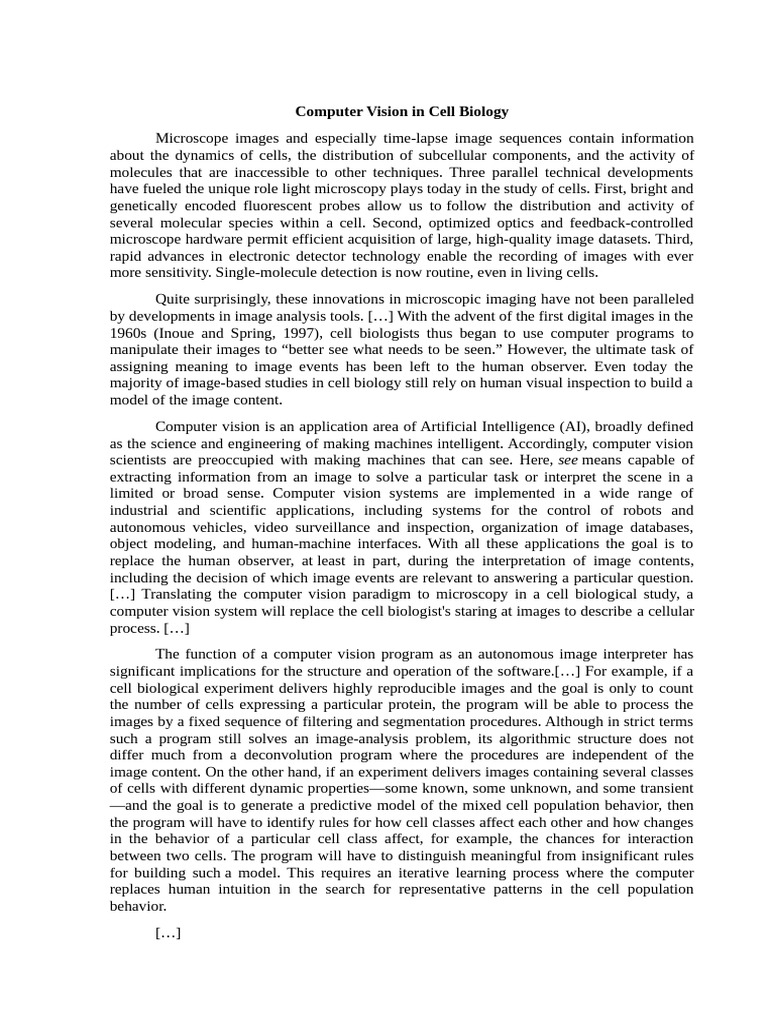 Computer Vision in Cell Biology | PDF | Computer Vision | Karyotype
