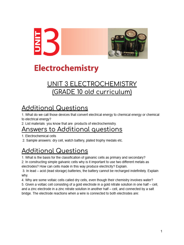 Chemistry Questions Grade 10 Unit 3 and Grade 12 Unit 2 | PDF | Ion | Redox
