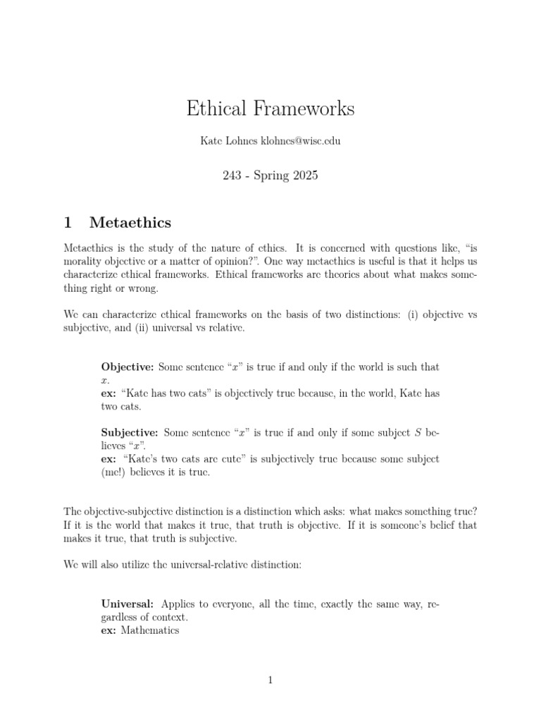 Ethical Frameworks (Notes) | PDF | Virtue Ethics | Utilitarianism