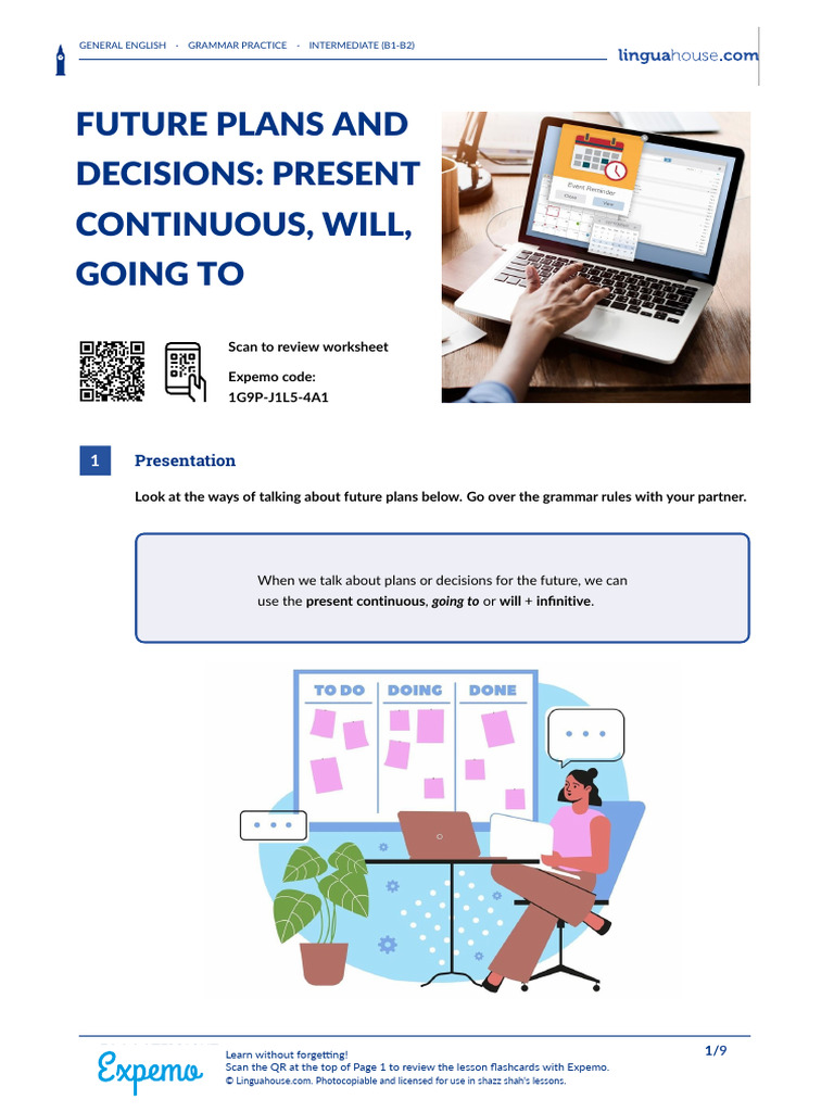 Future Plans and Decisions Present Continuous Will Going To British ...