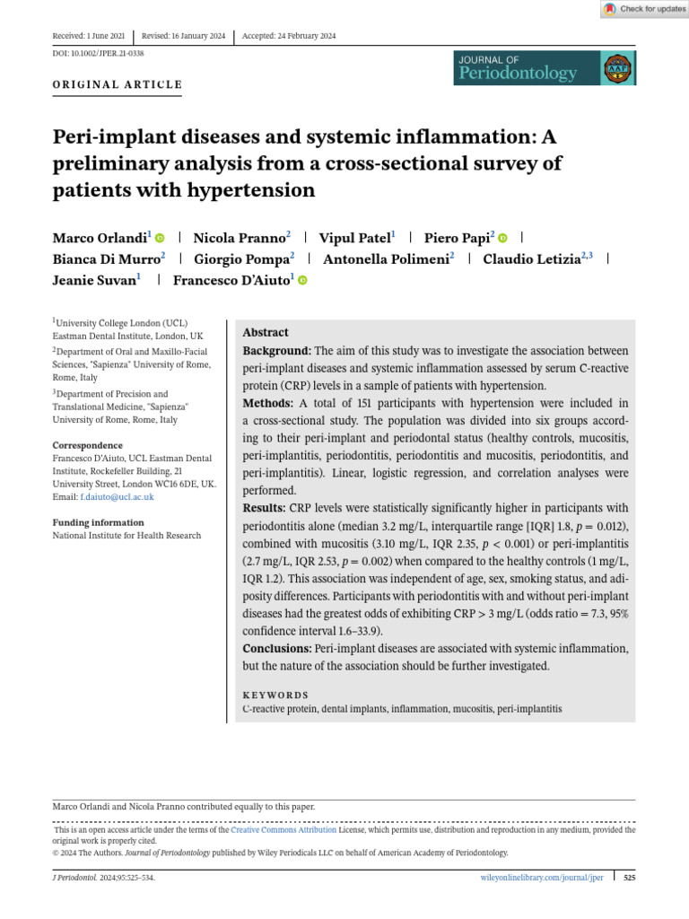 Journal of Periodontology - 2024 - Orlandi - Peri - 240904 - 111351 ...