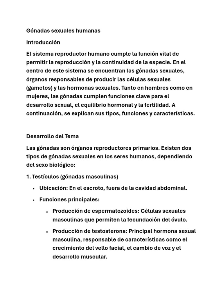 Gónadas Sexuales Humanas | PDF | Sistema reproductivo | Testículo