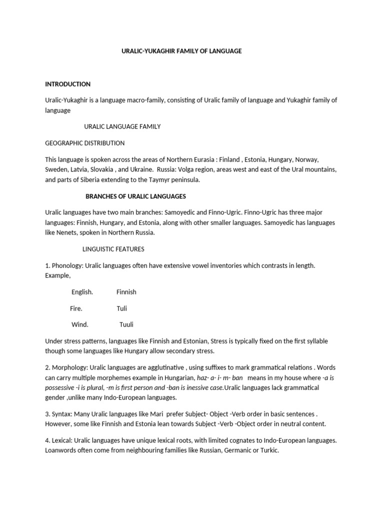 URALIC-YUKAGHIR-WPS Office | PDF | Morphology (Linguistics) | Linguistics