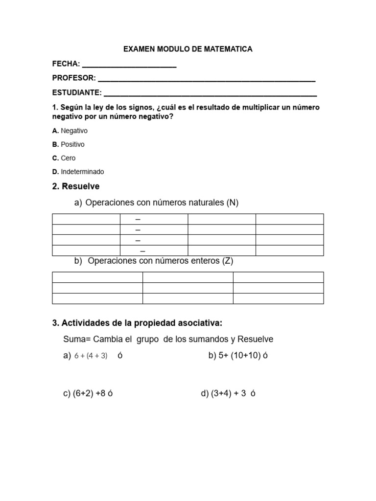 Examen de Matemáticas: Ejercicios y Problemas | PDF