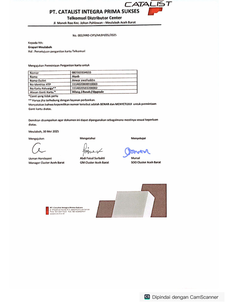 Permohonan Ganti Kartu CLG | PDF