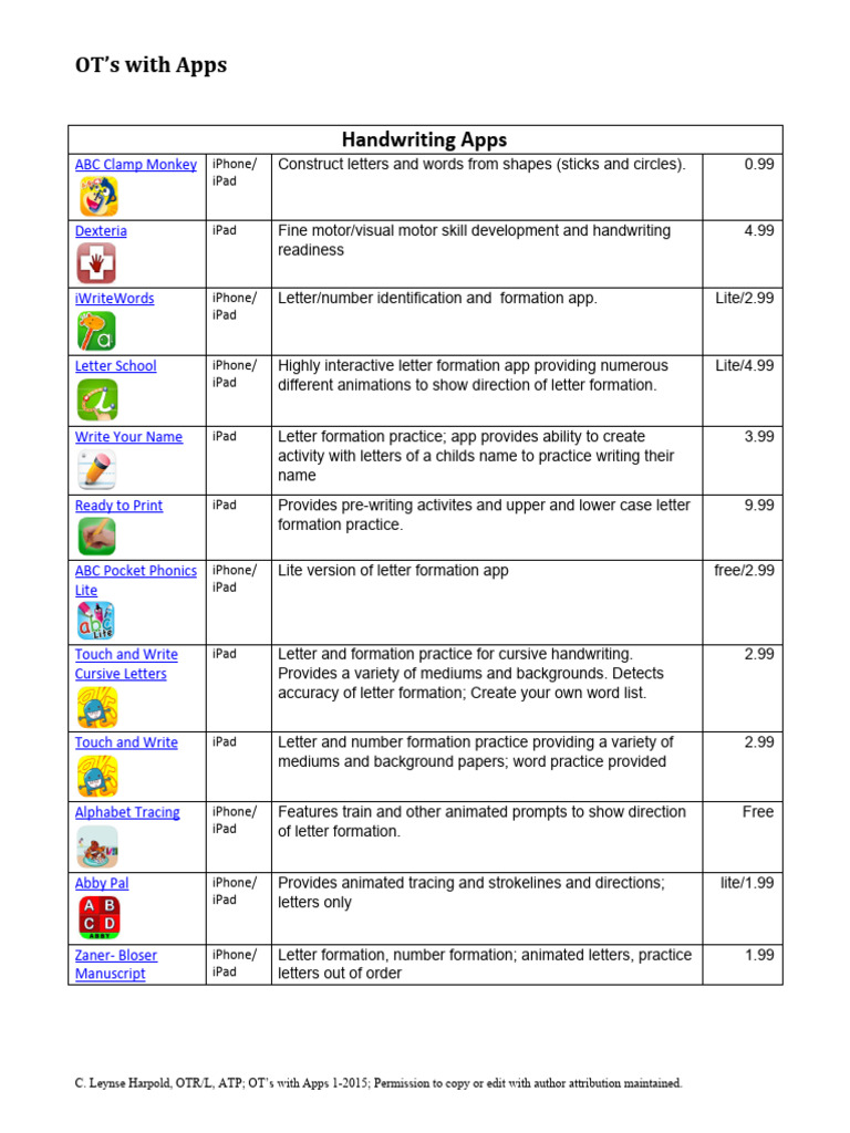 Handwriting Apps List 1 2015 | PDF | I Pad | Letter Case