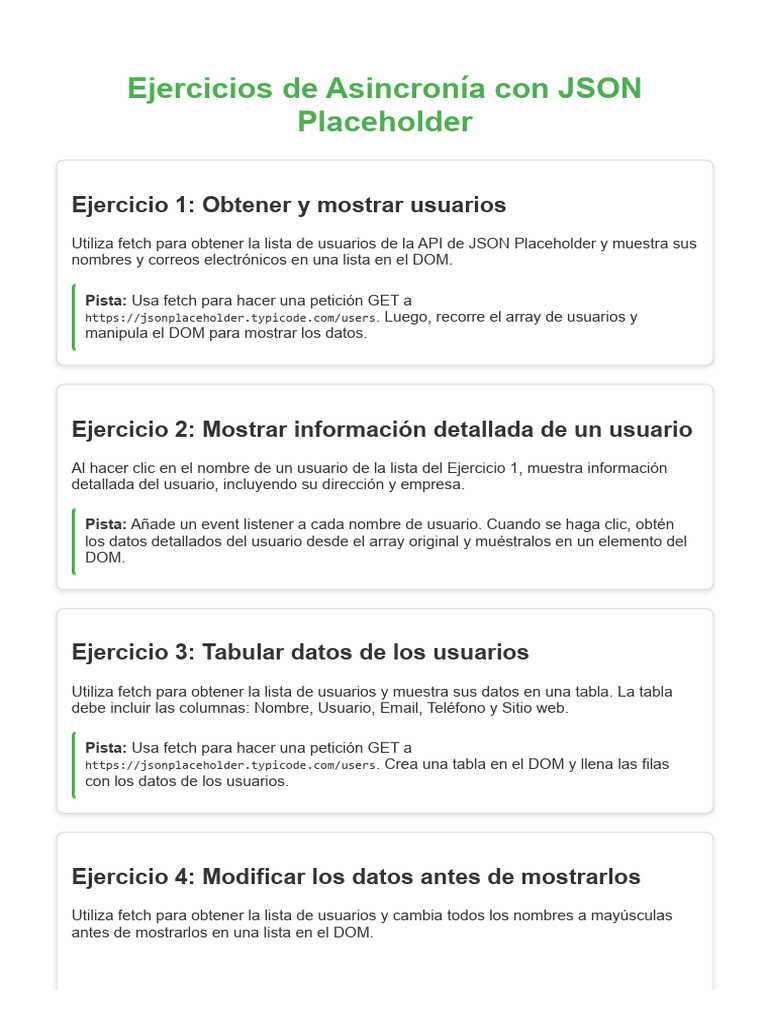 Ejercicios de Asincronía Con Json Placeholder | PDF