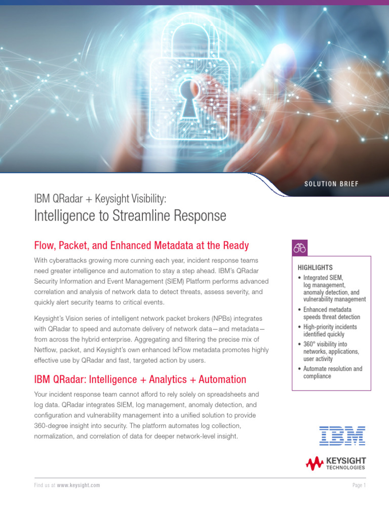 IBM QRadar + Keysight Visibility - Intelligence To Streamline Response | PDF | Computing | Crime ...