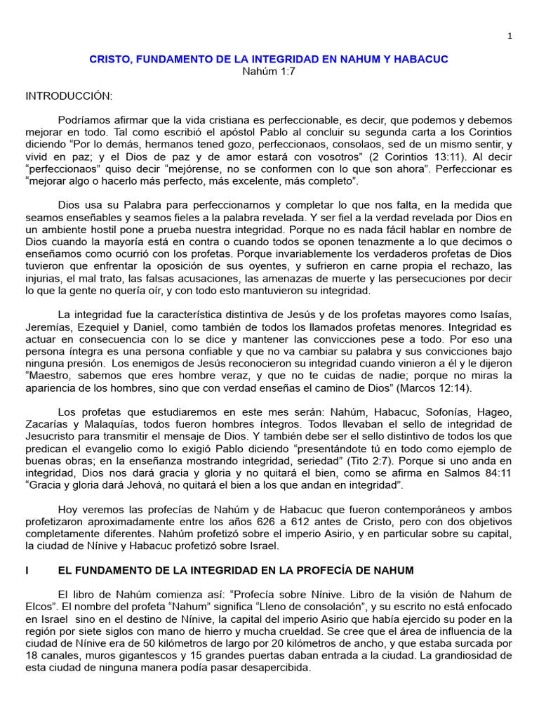 Integridad en Nahúm y Habacuc | PDF | Profecía | Cristo (título)