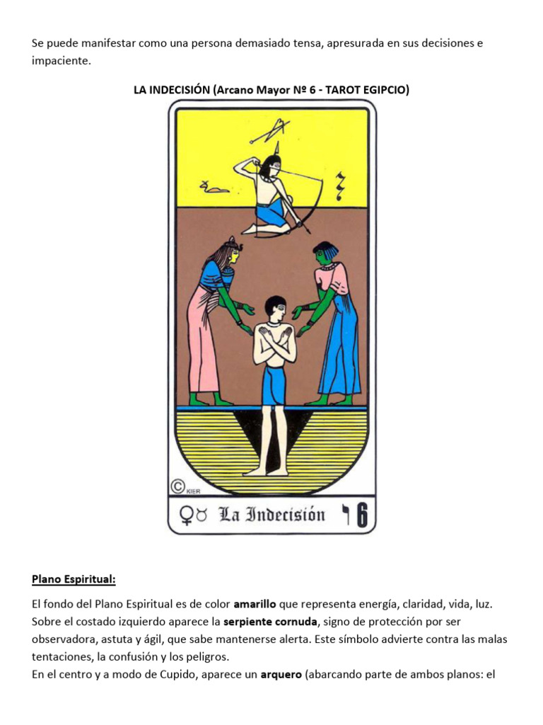 Arcano 6 - Tarot Egipcio - Con Inversion | PDF | Amor | Mente