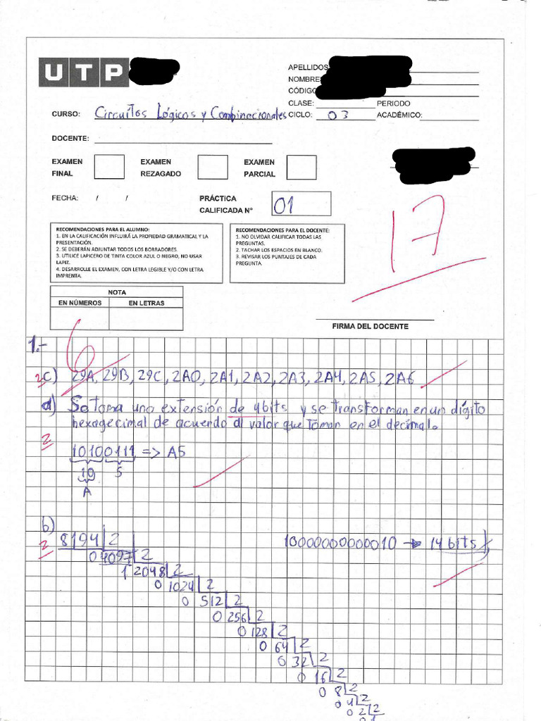 PC 1 - Circuitos Lógicos Combinacionales | PDF
