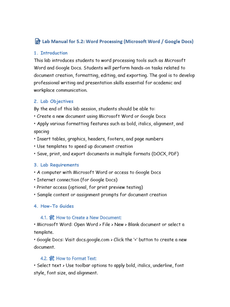 Lab Manual 5.2 Word Processing With Links | PDF | Microsoft Word | Software