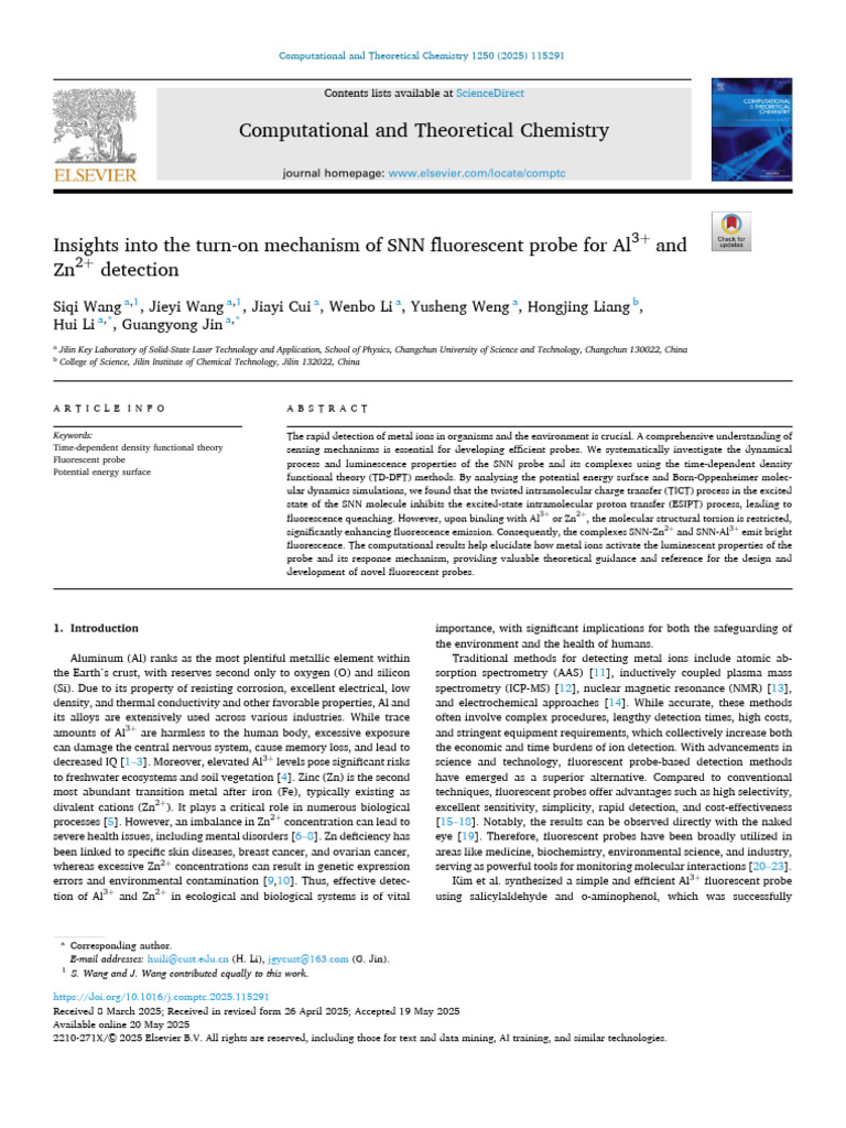 1 s2.0 S2210271X25002270 Main | PDF | Molecules | Hydrogen Bond