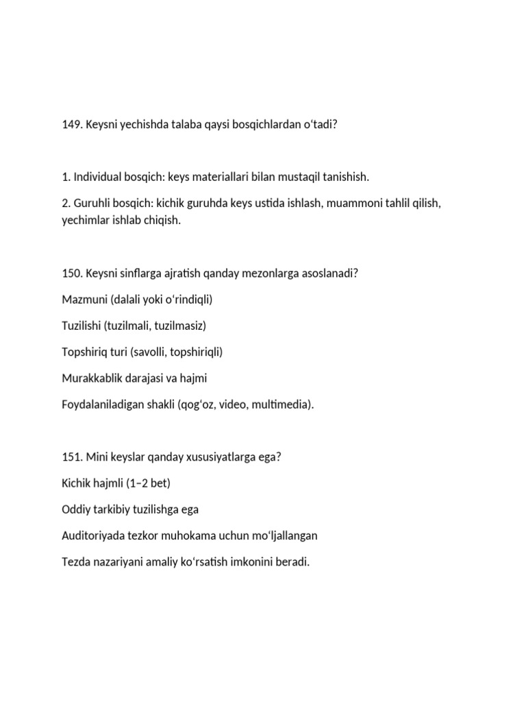 301-Savollarga Javob Pedagogika 0 | PDF