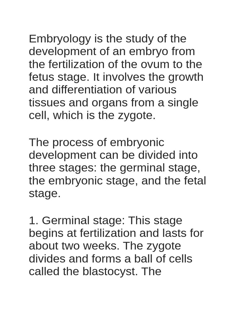 Embryology Overview | PDF | Embryo | Anatomy