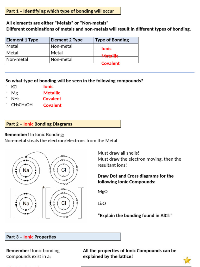 Bonding Revision Lesson | PDF | Chemical Bond | Ionic Bonding
