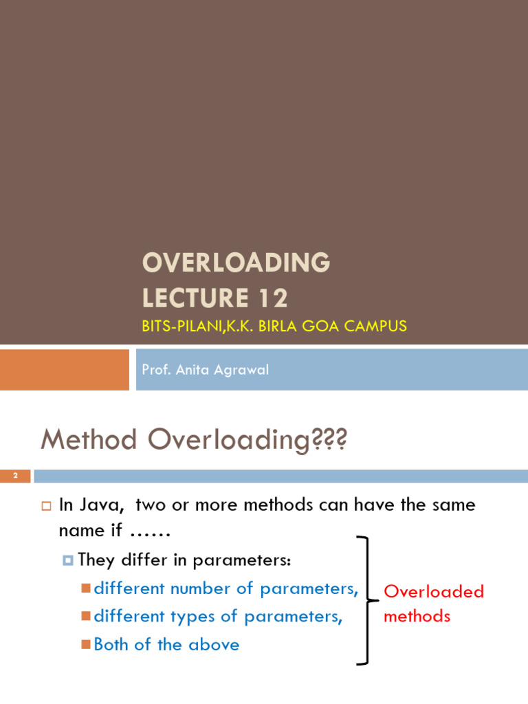 Lecture 12 Overloading | PDF | Parameter (Computer Programming) | Computing