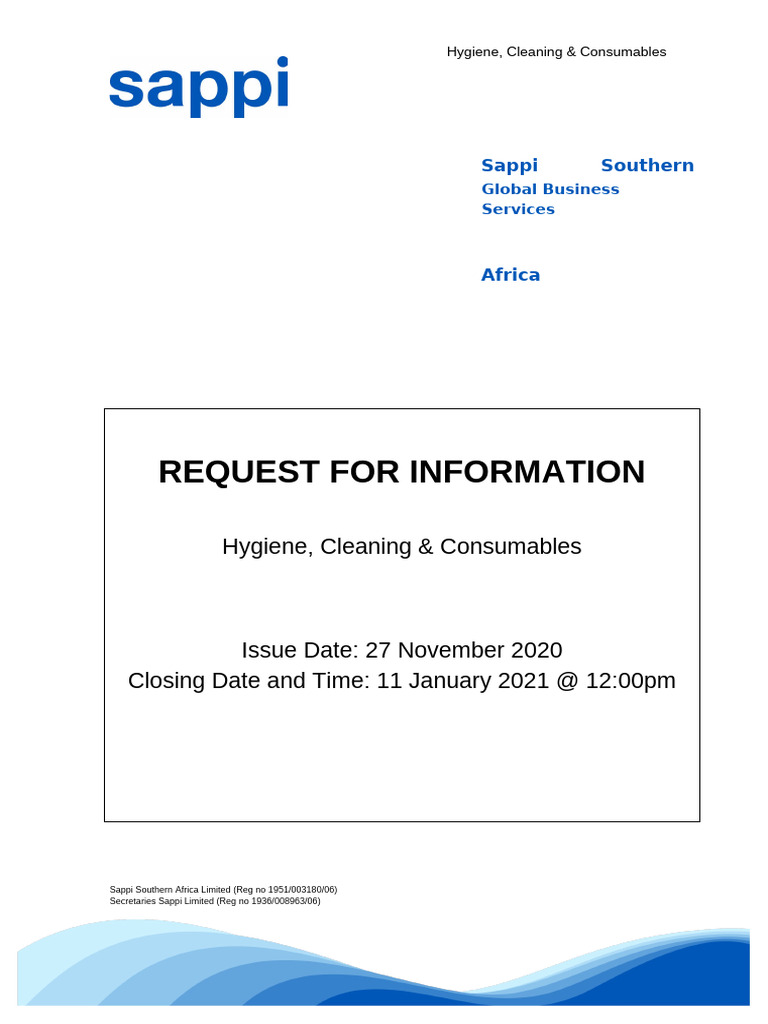 RFI Cleaning Hygiene and Consumables 2020 | PDF | Request For ...