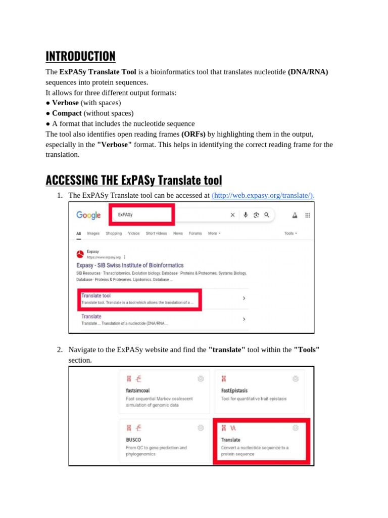 ExPASy 1 | PDF | Open Reading Frame | Genetic Code