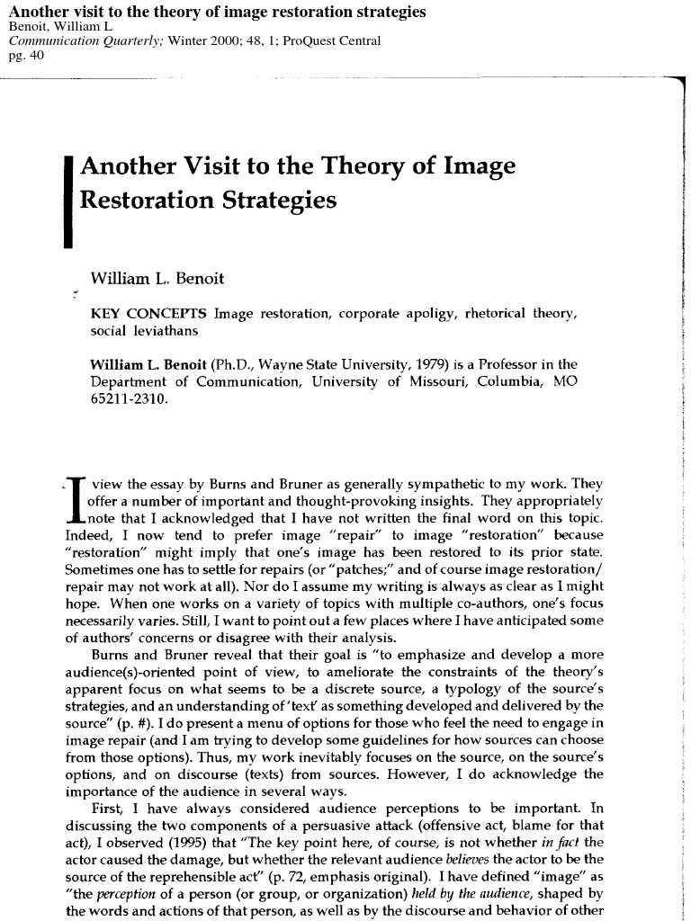 Benoit Image Restoration | PDF