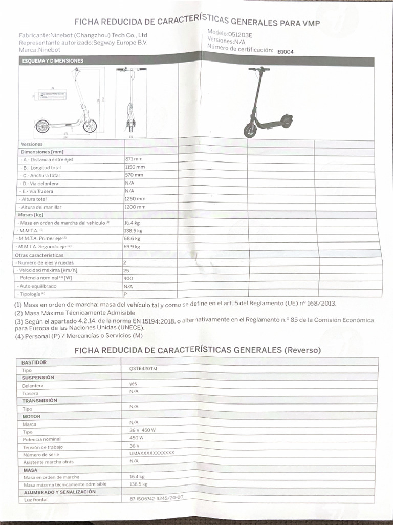 Ficha Reducida de Características Generales para VMP | PDF