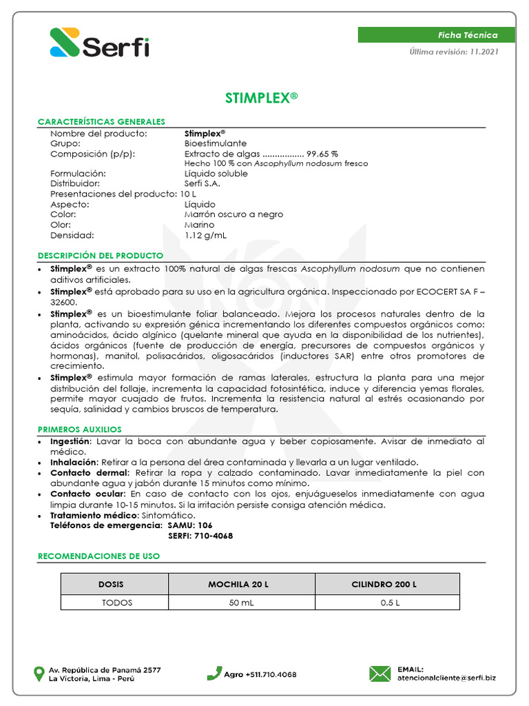 Ficha Técnica STIMPLEX v11.2021 | PDF