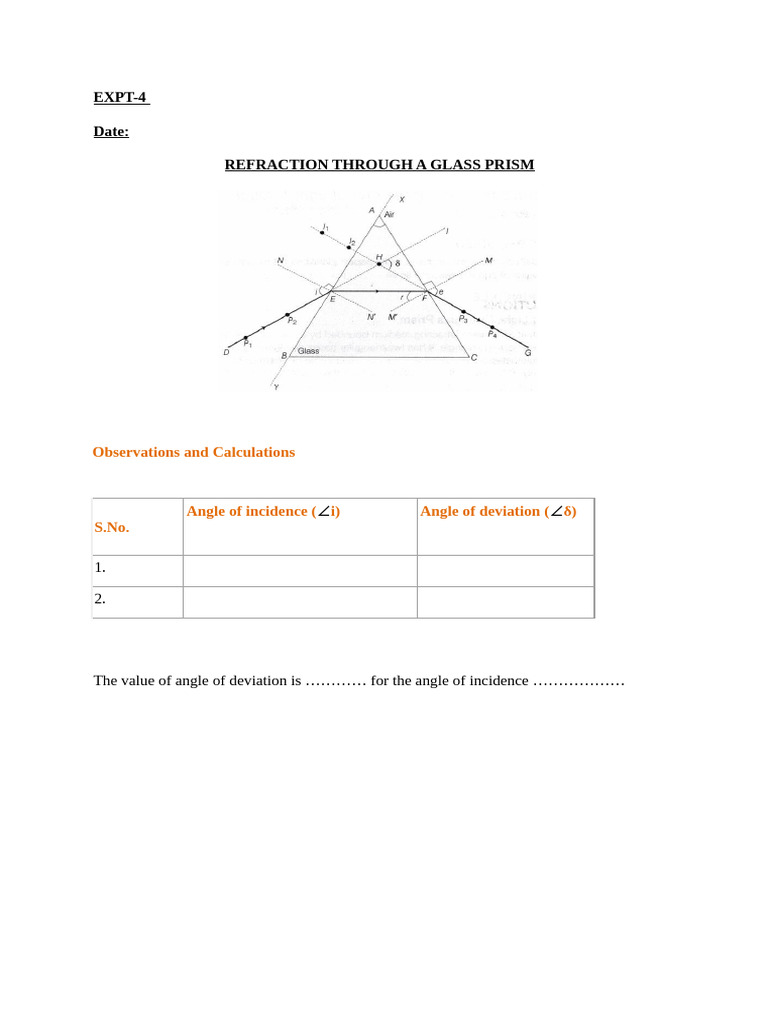 4 Refraction Through A GLASS PRISM | PDF