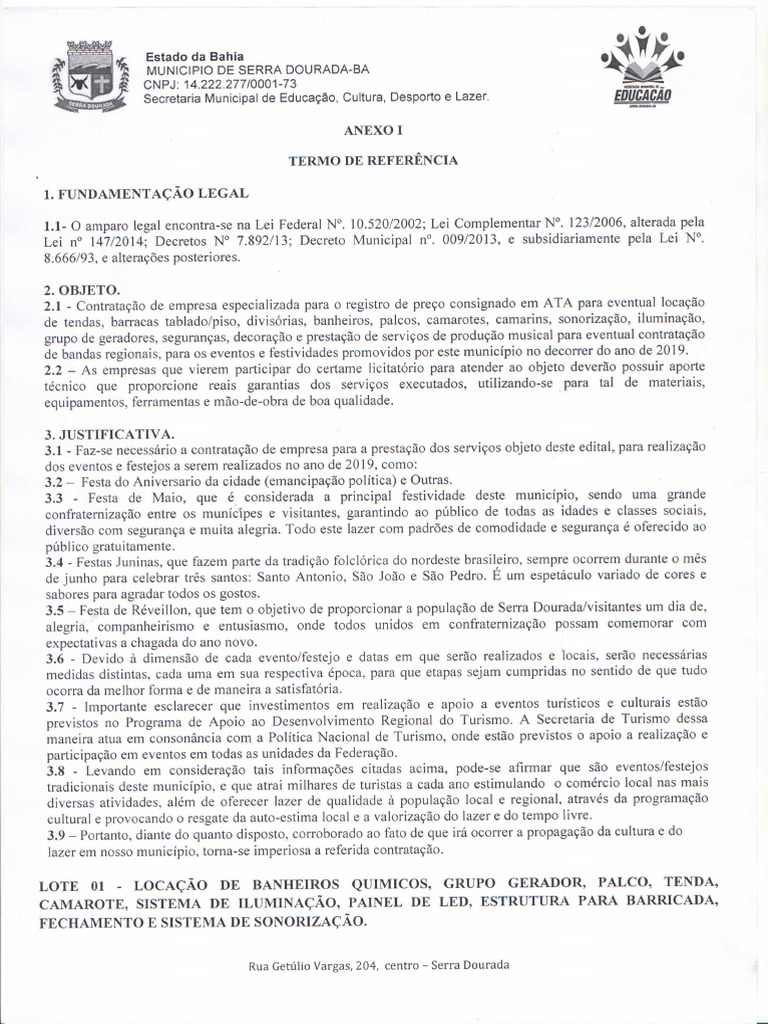 Termo de Ref. Anexo I Do PPRP 03.19 | PDF