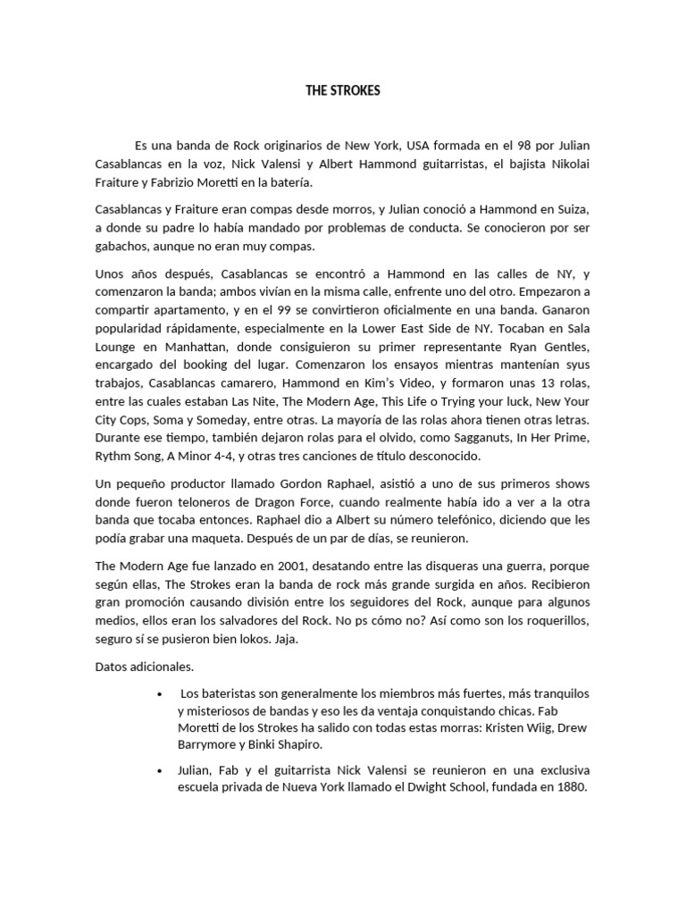 The Strokes | PDF | Grupos musicales | Industria de la música
