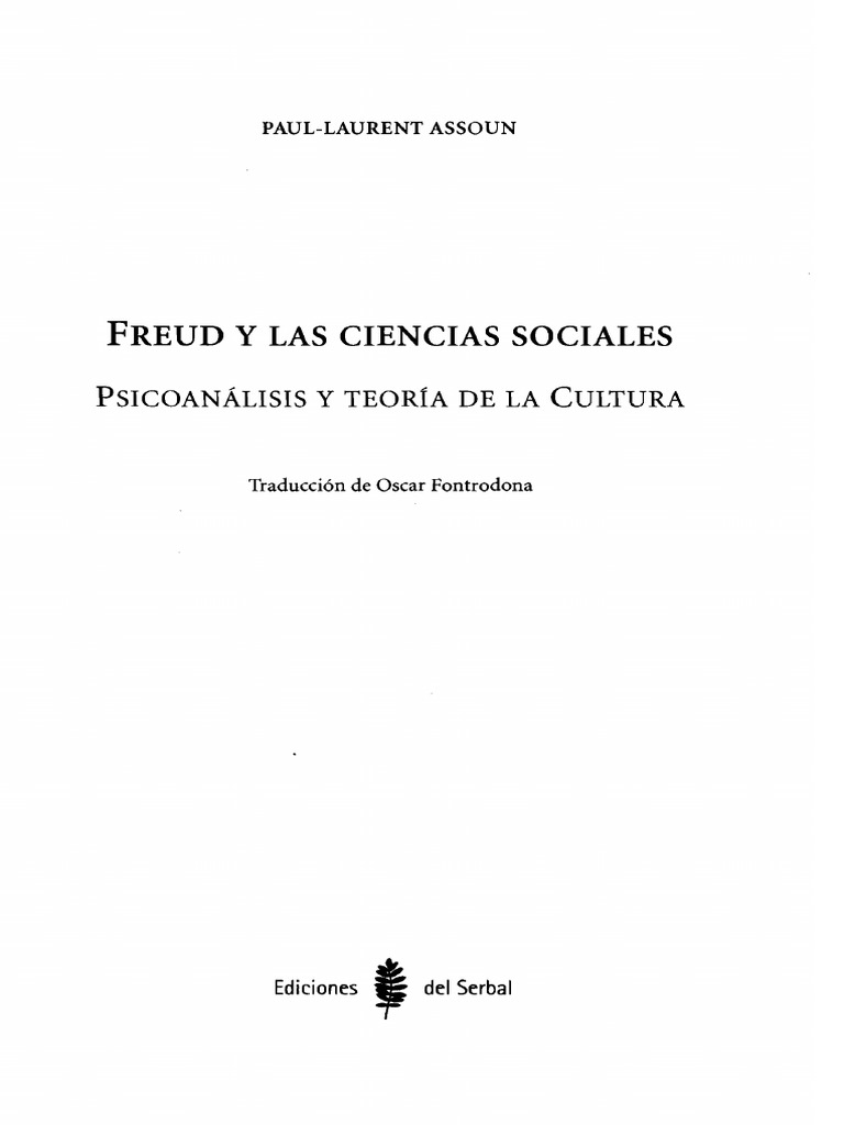 Assoun Paul Laurent - Freud Y Las Ciencias Sociales - PDF R.PDF R | PDF